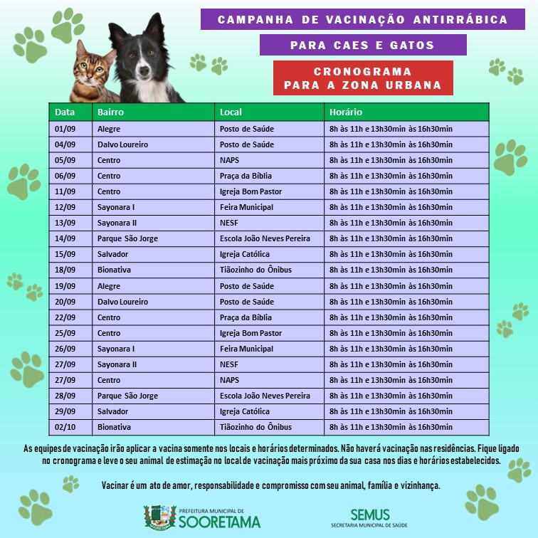 Sooretama inicia a vacinação antirrábica para cães e gatos